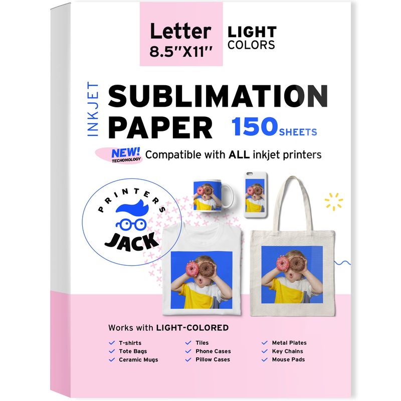 Printers Jack Sublimation Paper - 8.5 x 11 Inches, 150 Sheets 120 gsm ...
