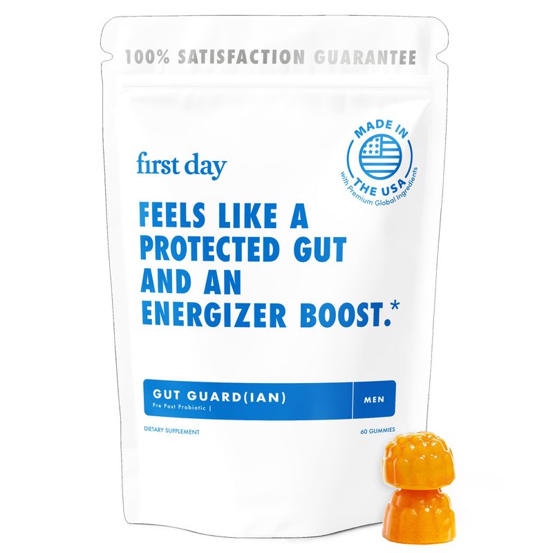FIRST DAY Men’s Gut Guardian Tribiotic Gummies – 3-in-1 Prebiotic ...