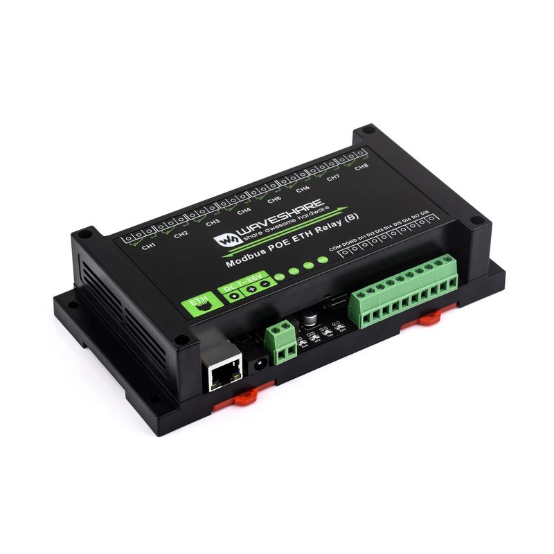 Waveshare 8-Ch Ethernet Relay Module (B) With Digital Input, Modbus RTU ...