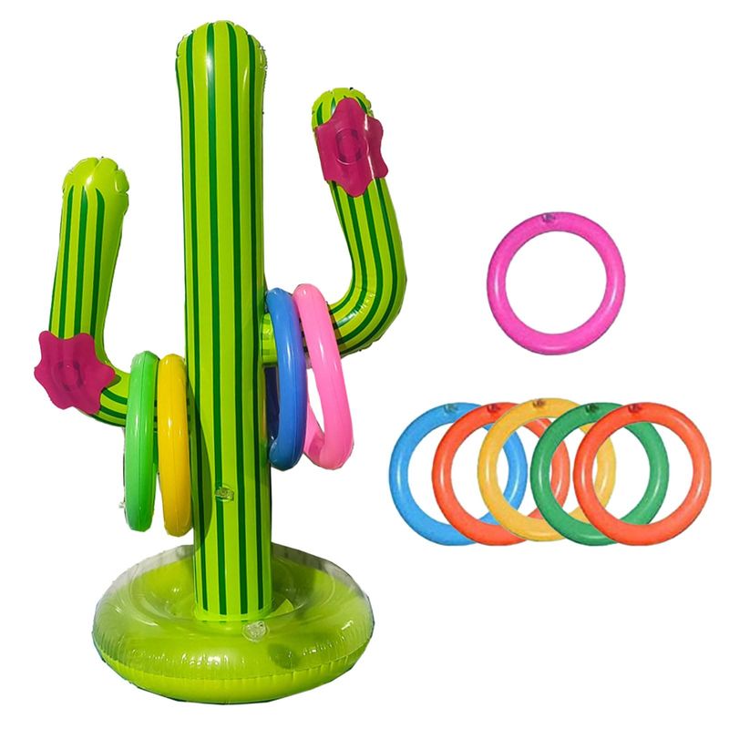 MIVAIUN 7 Pieces Cactus Ring Toss Game Set Inflatable Cactus,inflatable ...