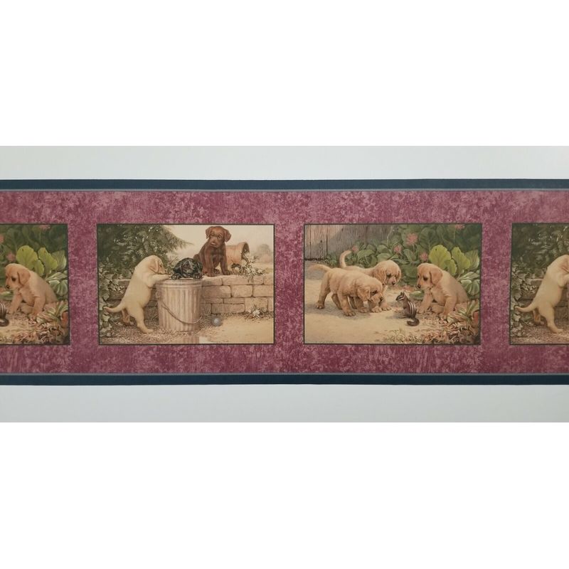 LABRADOR PUPPIES IN GARDEN WALLPAPER BORDER - Online Marketplace ...