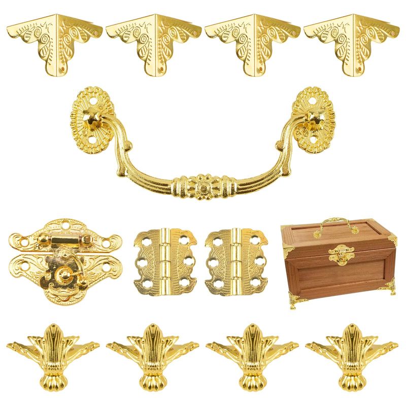 MOROBOR Gold Jewelry Box Antique Lock Latch Latch Hinge Handle Box ...