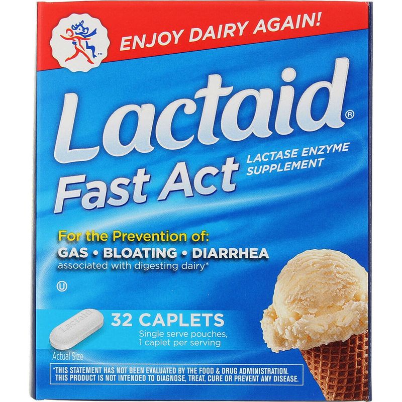 5 Pack Lactaid Fast Act Lactase Enzyme Supplement Caplets, 32 Ct ...