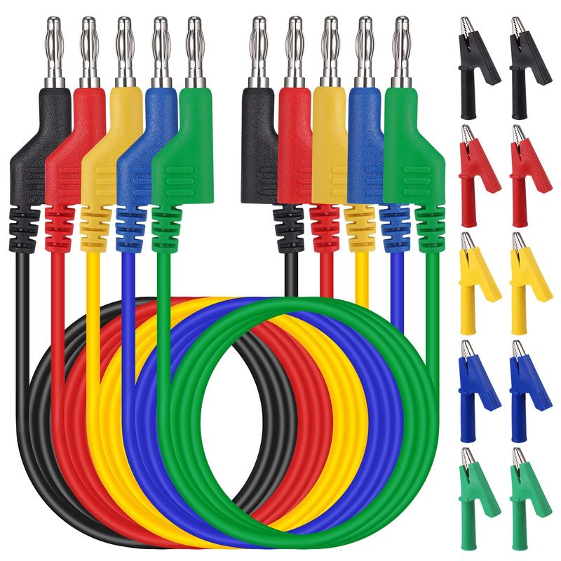Hejo 5pcs Multimeter Test Leads Set, 4mm Double Ended Banana Plug Test ...