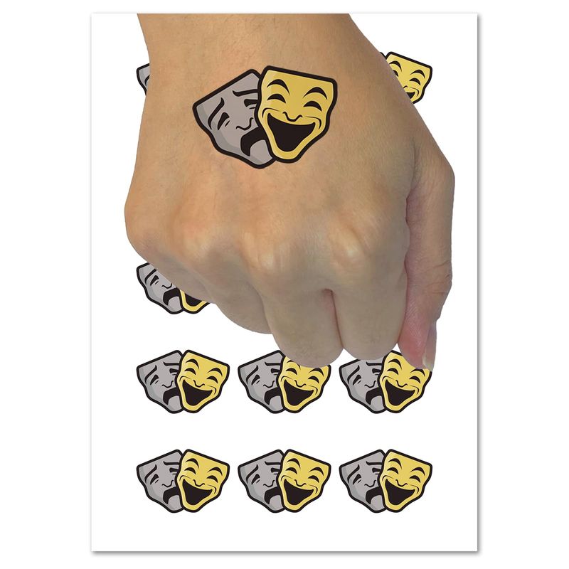 Drama Tragedy Comedy Masks Theater Temporary Tattoo Water Resistant ...