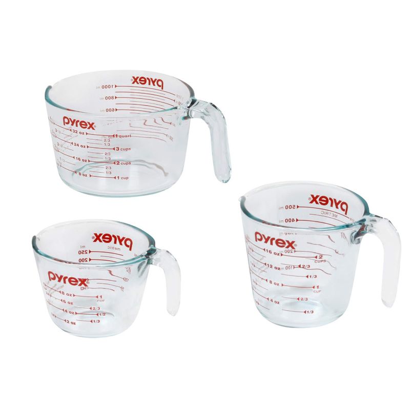 Pyrex 3 Piece Measuring Cup Set, Includes Tempered Glass Liquid Measuring Cups - Online ...