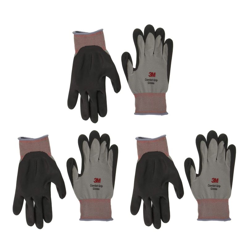 3M GLOVE GRA XL 3PA Work Gloves, Comfort Grip Gloves, Multi Type, Gray ...