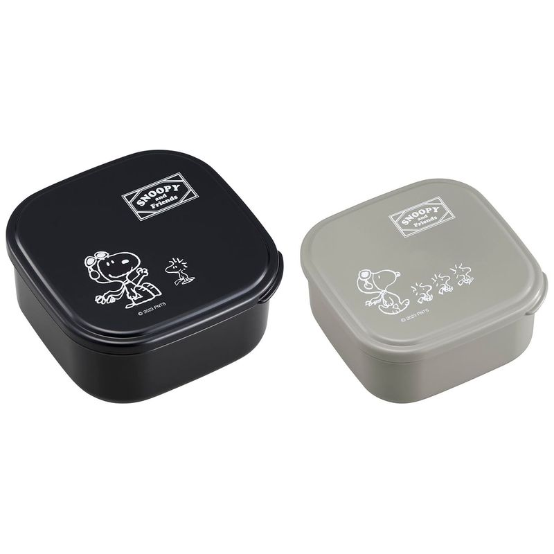 OSK SSP-22 Snoopy Black Lunch Box, Sealed Containers, 2 Piece Set, 12.2 fl oz (360 ml), 19.7 fl ...