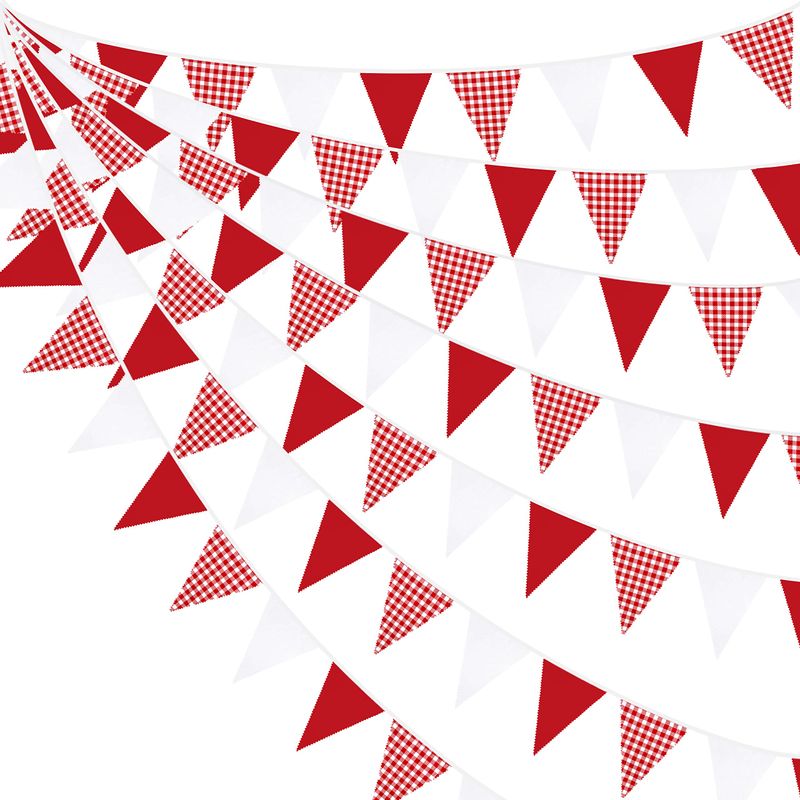 32 ft Bunting Red White Checked Triangle Flag Gingham Bunting Banner ...