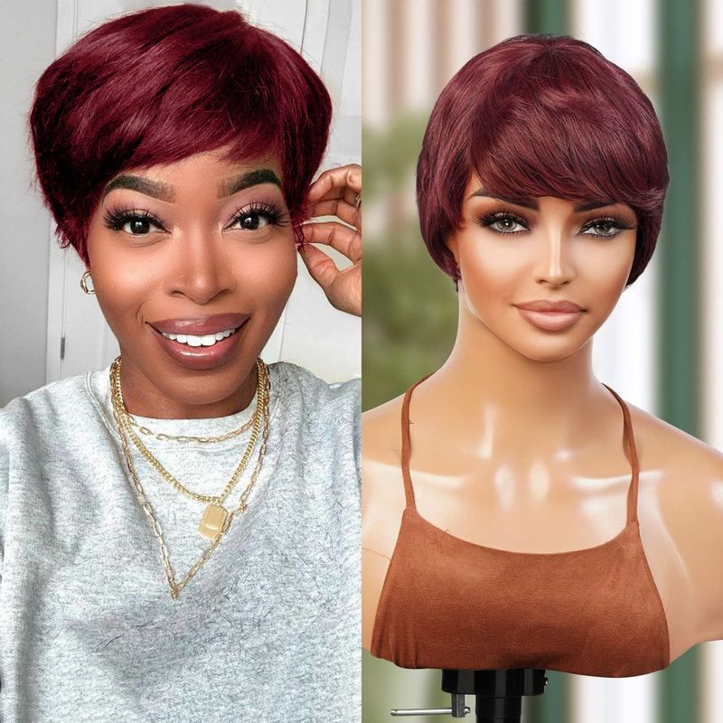 INSTANT FAB Short Human Hair Wigs Pixie Cut Wigs for Black Women Short ...