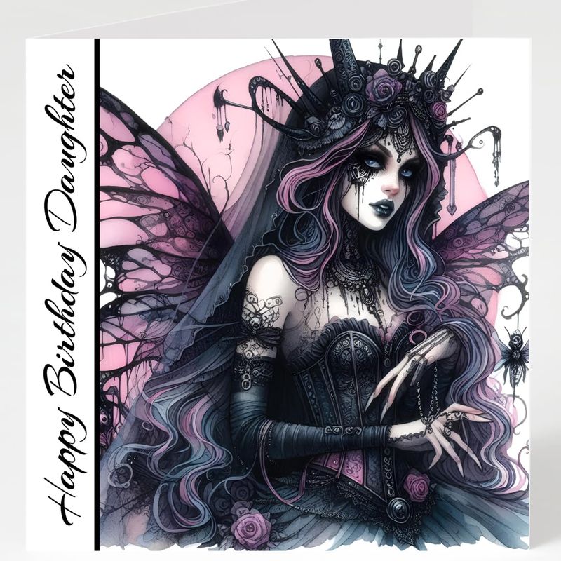 Sarah Elizabeth Collection Gothic Daughter Birthday Card with Gift Tag ...