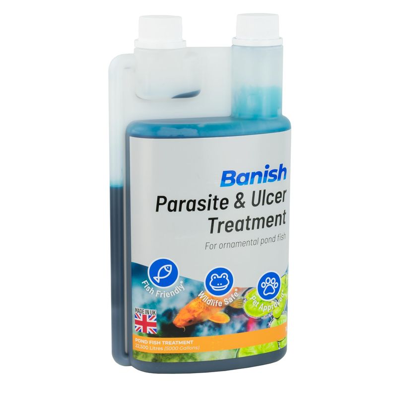 Banish Parasite Ulcer & Whitespot Pond Fish Treatment 1L Koi Water ...