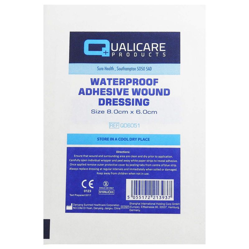 Full Box 100, 8cm x 6cm Qualicare Adhesive Clear First Aid Waterproof ...