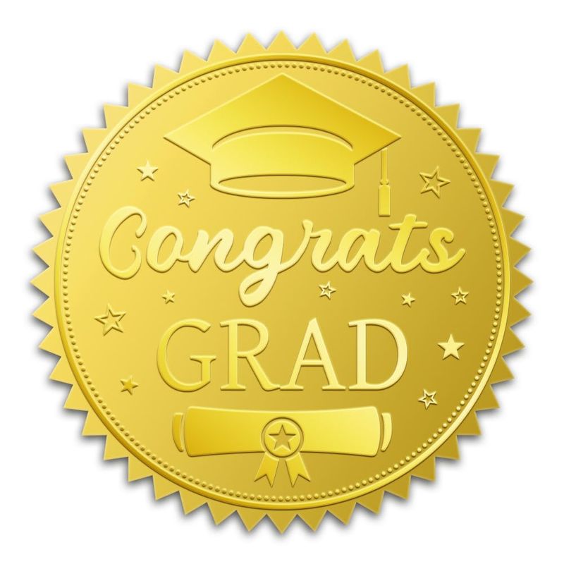 WADORN 100Pcs Graduation Cap Gold Foil Stickers, 2 Inch Congrats Grad ...