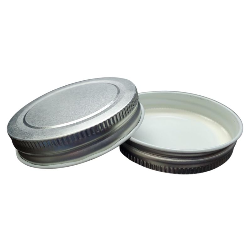 70G-450 Silver Metal Continuous Thread Lid with Plastisol Liner (12 PCS ...