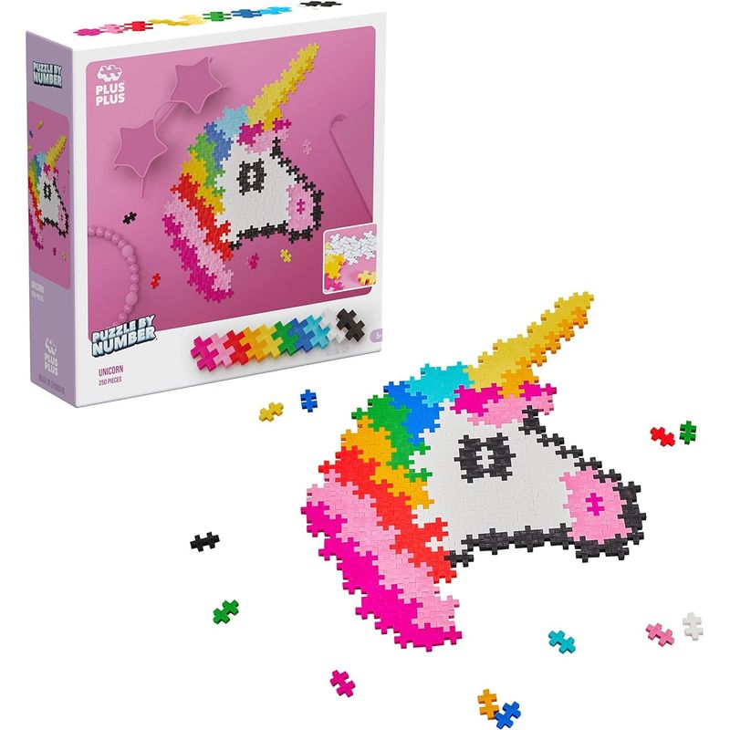 PLUS PLUS Building Blocks Toy - Puzzle by Number Unicorn, Logic Build ...