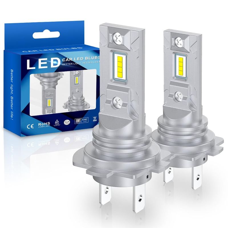 Sidaqi H7 Headlight Bulb, 6000K White 1:1 Mini Size 80W 18000LM H7 LED ...