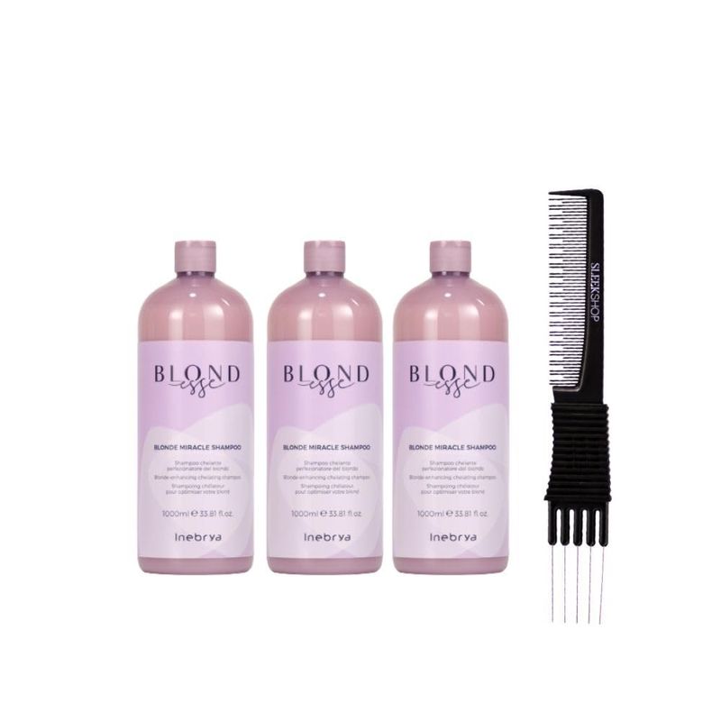kuss Inebrya Blondesse Blonde Miracle Shampoo (33.8 oz) with Teasing ...