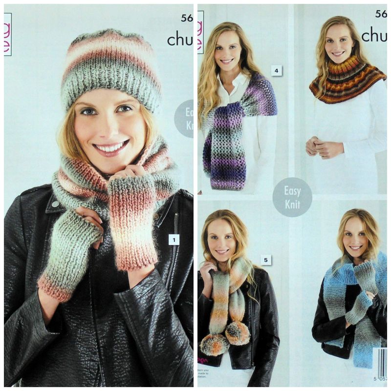 King Cole 5624 Knitting Pattern Ladies Hat Cowl Wrap Scarves Hand ...