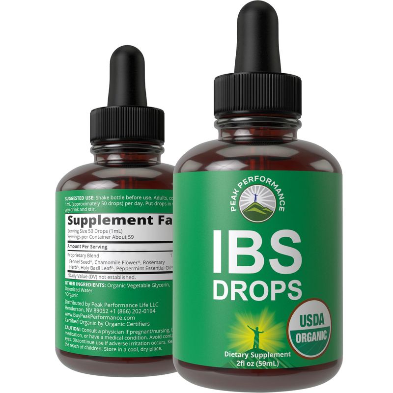 USDA Organic IBS Relief 5-In-1 Liquid Drops. For Ingestion, Bloating ...