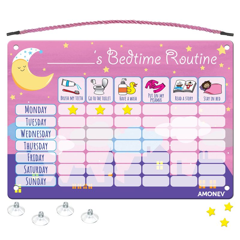 Amonev Children's Magnetic Bedtime Routine Reward Chart. Magnetic ...