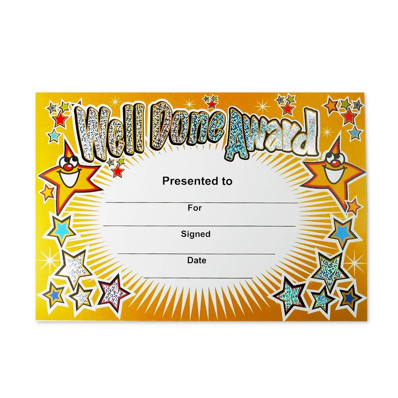 SuperStickers 'Well Done Award' Sparkling Classroom Certificate, A5 ...