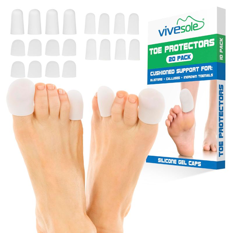 ViveSole Soft Gel Toe Protectors for Men & Women - (10 Pack) Toe Caps ...