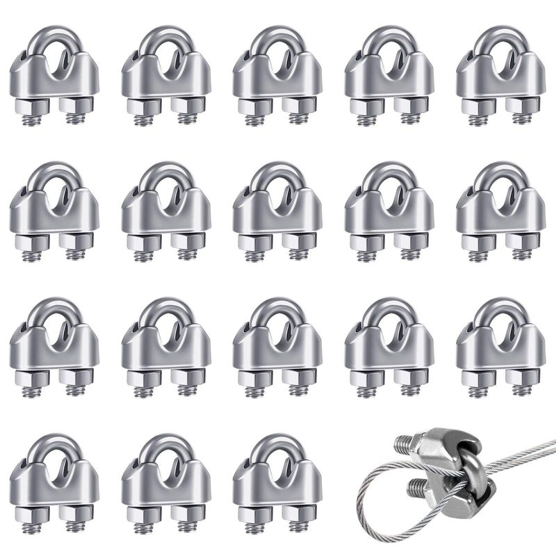 18 PCS Wire Rope Clip Cable Clamp M3 U Bolt Clamp Ø 3mm (1/8") Sturdy ...