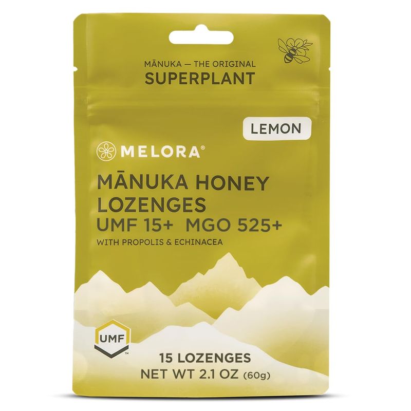 Manuka Honey Lozenges, Lemon Lozenges for Sore Throat Relief, 15 Honey ...