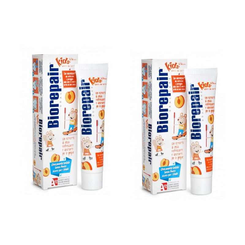 Biorepair Kids 0-6 Oral Care Toothpaste Peach 1.7fl.oz 50ml, Pack of 2 ...