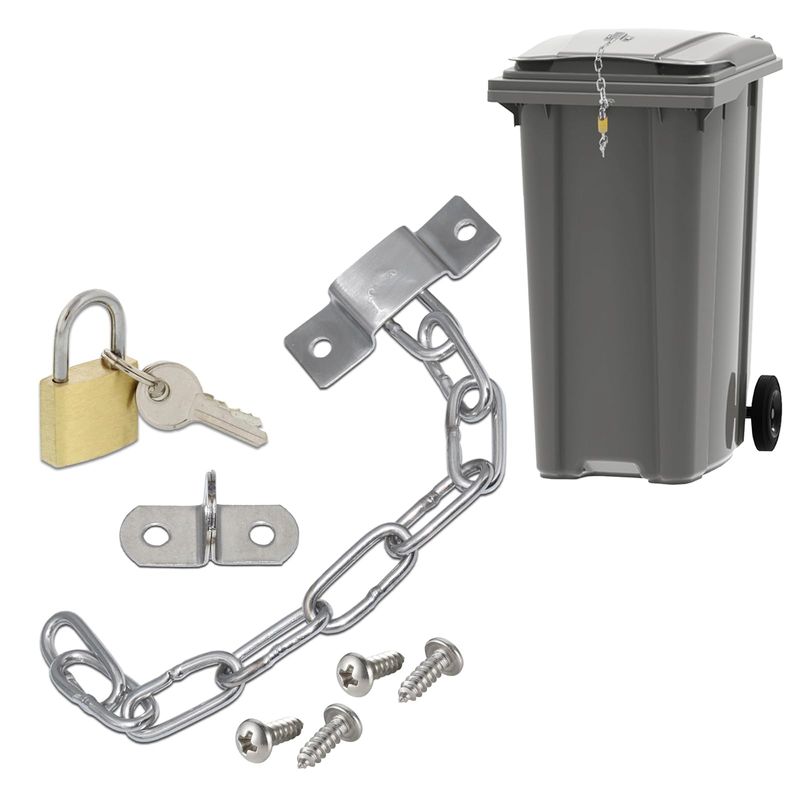 Wheelie Bin Lid Chain Lock-Easily Fitted with Padlock - NO Drilling ...
