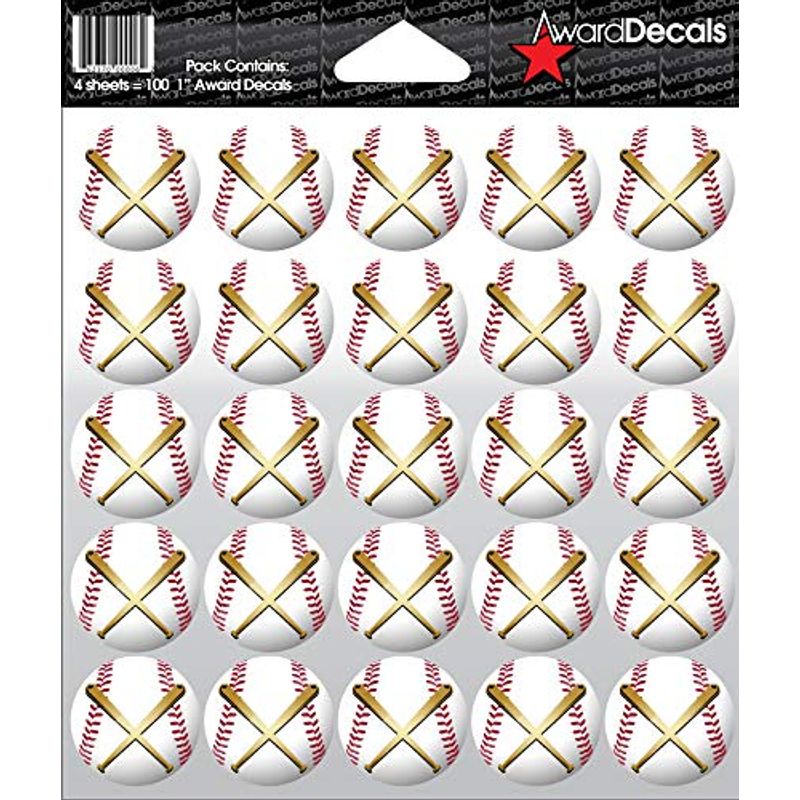 Award Decals Baseball Crossed Bats Sticker Set (100 Decals) 1" The ...