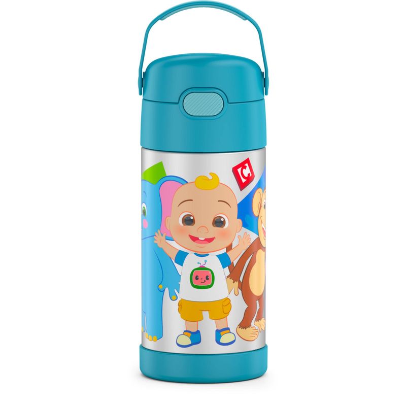 THERMOS FUNTAINER 12 Ounce Stainless Steel Vacuum Insulated Kids Straw Bottle, Cocomelon ...