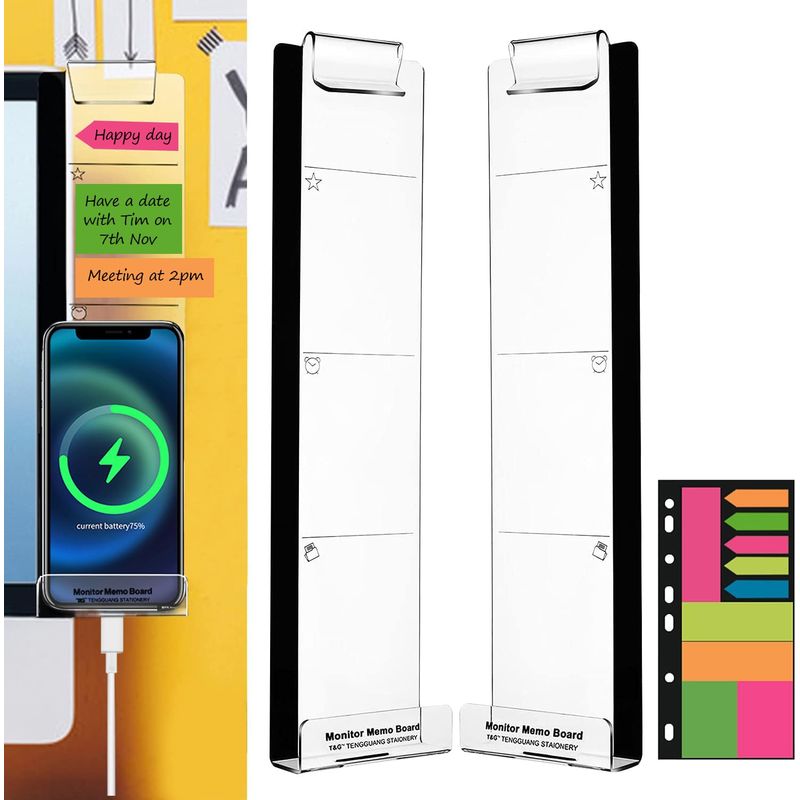 Monitor Memo Boards for Computer, Set of 2 (Left & Right) Multifunction ...