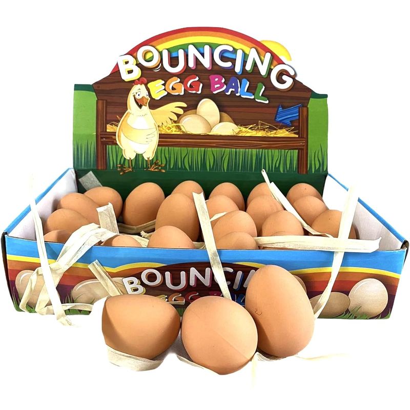 ASPIRE UK 12 Pack Bouncy Balls Eggs for Kids Party Bags Brown Colour ...
