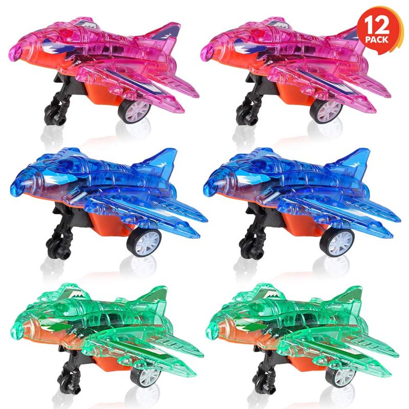 ArtCreativity Press and Go Transparent Airplane Toys, Set of 12 ...