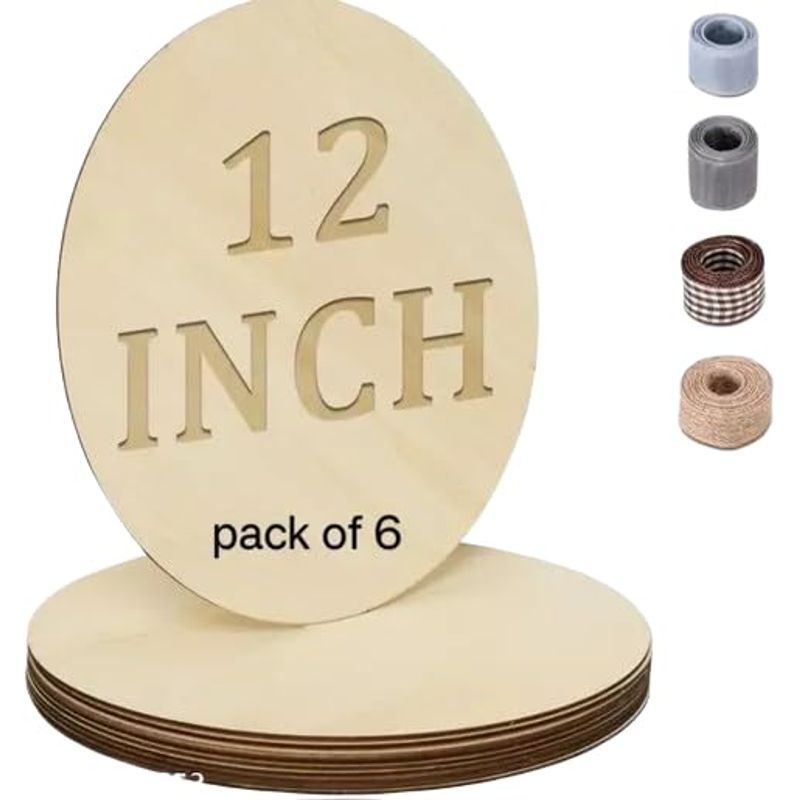 KNG 12 inch Round MDF Plain Wood cardboards for Art and Craft (12 Inch ...