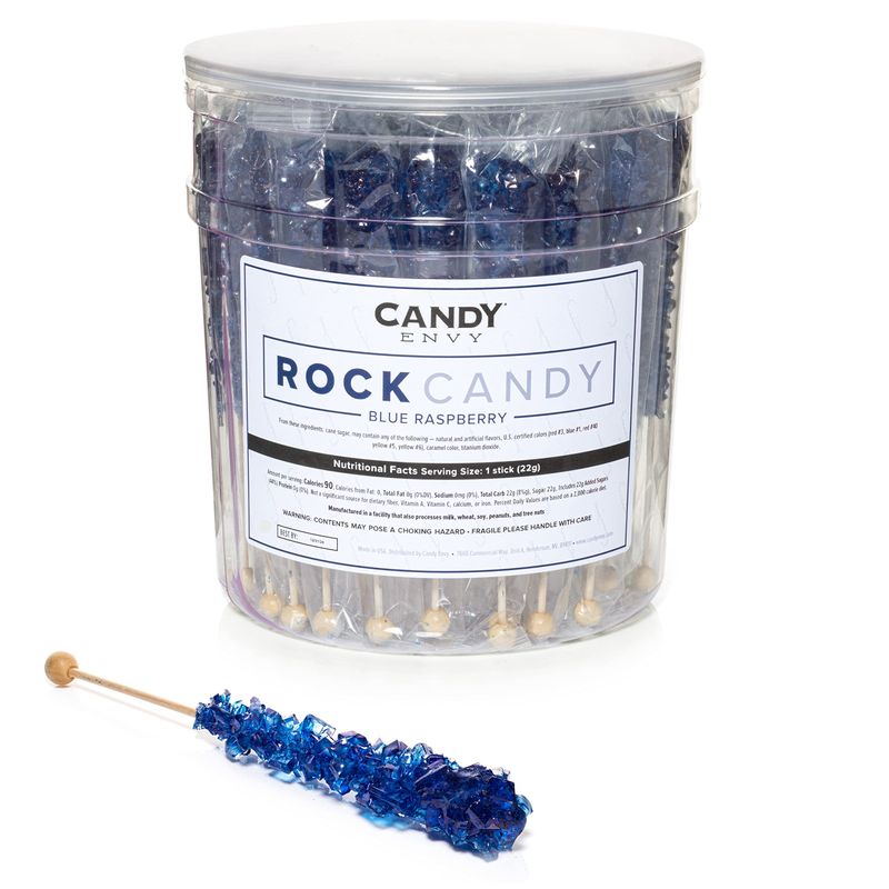 Navy Blue Rock Candy Crystal Sticks - Blue Raspberry Flavored - 36 ...