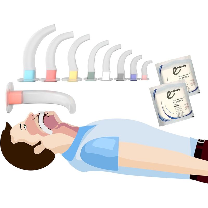 Endure Oropharyngeal Airway Kit, 9 Pieces, Sizes 40mm - 120mm, Color ...