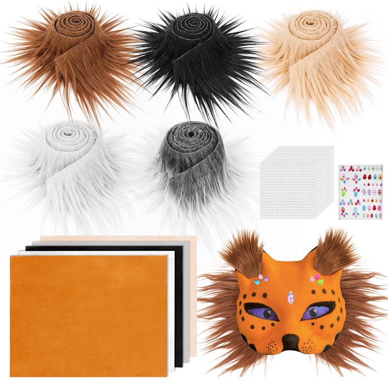 Yotako 5 Packs Therian Mask Fur Kit, 5 Colors Faux Fur for Therian ...
