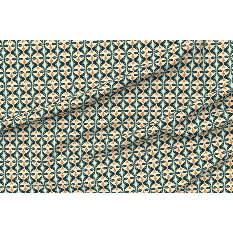 Spoonflower Fabric - Mid Century Modern Abstract Geometric Beige Blue ...
