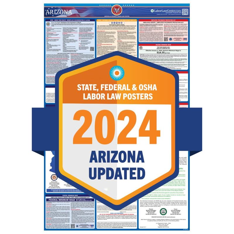 2024 Latest Arizona Labor Law Poster - State, Federal, OSHA Compliant ...