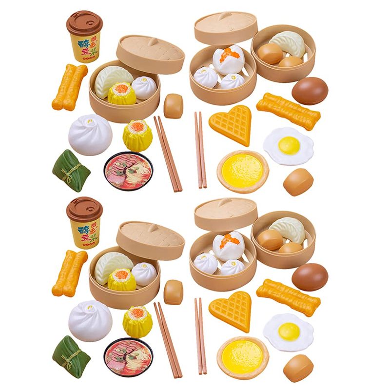 NUOBESTY Chinese Breakfast Toys, 58Pcs Breakfast Play Food Plastic ...