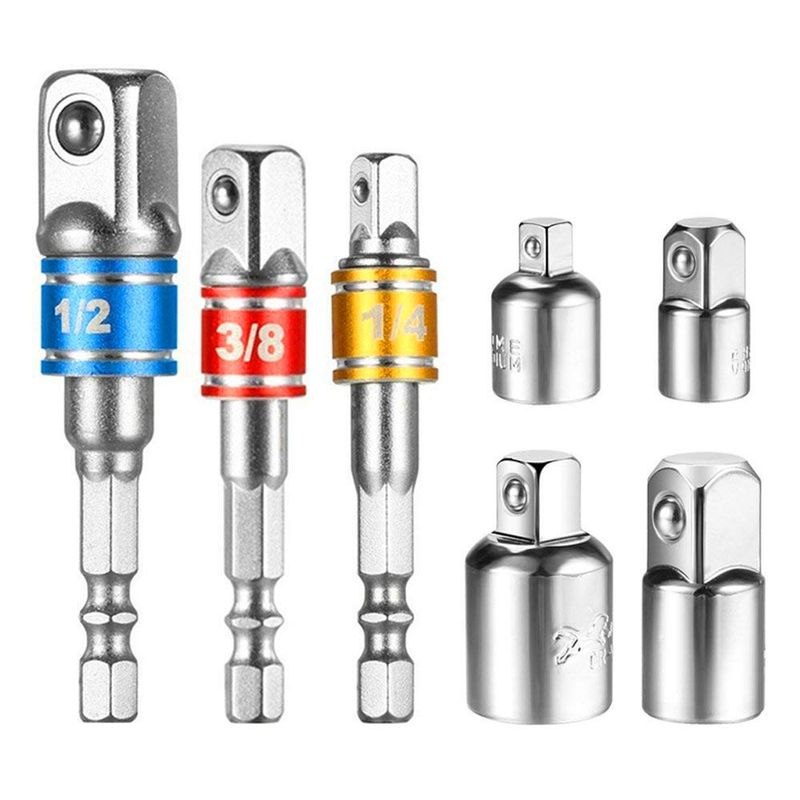 EVANCE Cordless Screwdriver Socket Adapter Socket Set 3-Piece 1/4 3/8 / 1/2 Inch and Socket ...