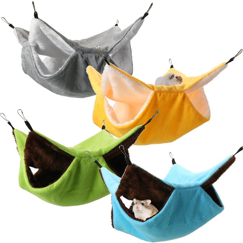 Nuogo 4 Pcs Rat Hammock for Cage Small Animal Hanging Hammock Ferret ...