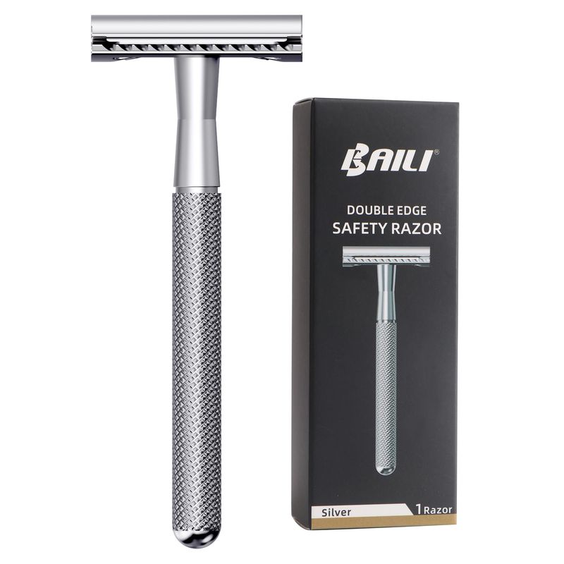 BAILI Double Edge Safety Razor Reusable Manual Long Handle Stainless ...