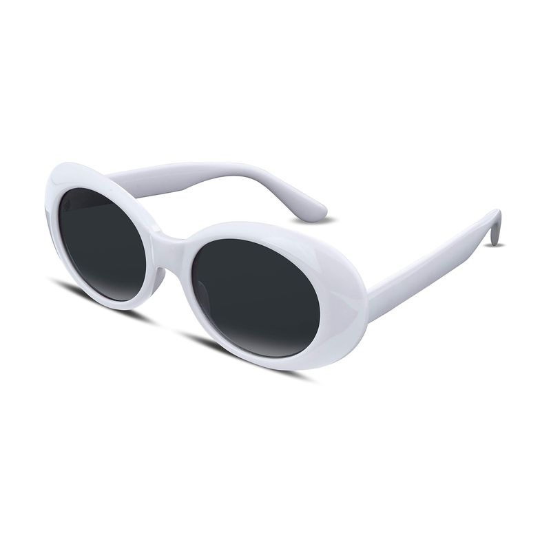FEISEDY Sunglasses White Oval Clout Goggles for Women Men Retro Round ...