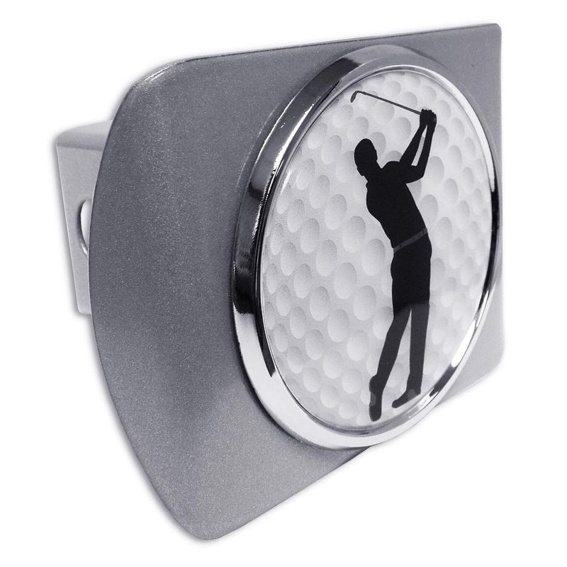 Golf Ball Swing Brushed Chrome Metal Hitch Cover - Online Marketplace ...
