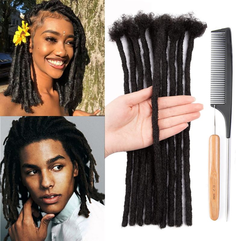 100% Human Hair Dreadlocks Extensions 16 inch Afro Kinky Black 30 ...