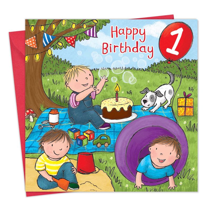 Twizler 1st Birthday Card For Boy with Park Picnic – Age 1 Birthday ...